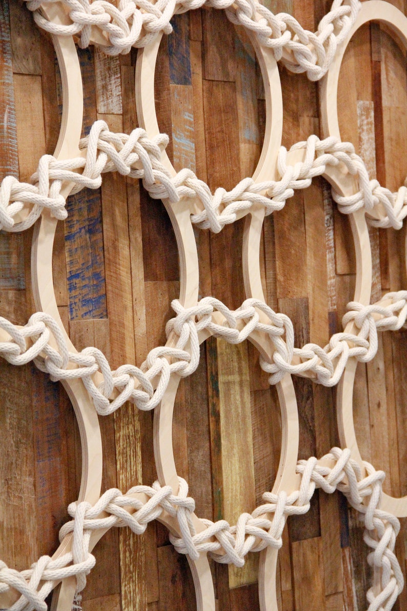5ft X 5ft Wood Ring / Cotton Rope Art - Wood Wall Art - Wall Sculpture ...