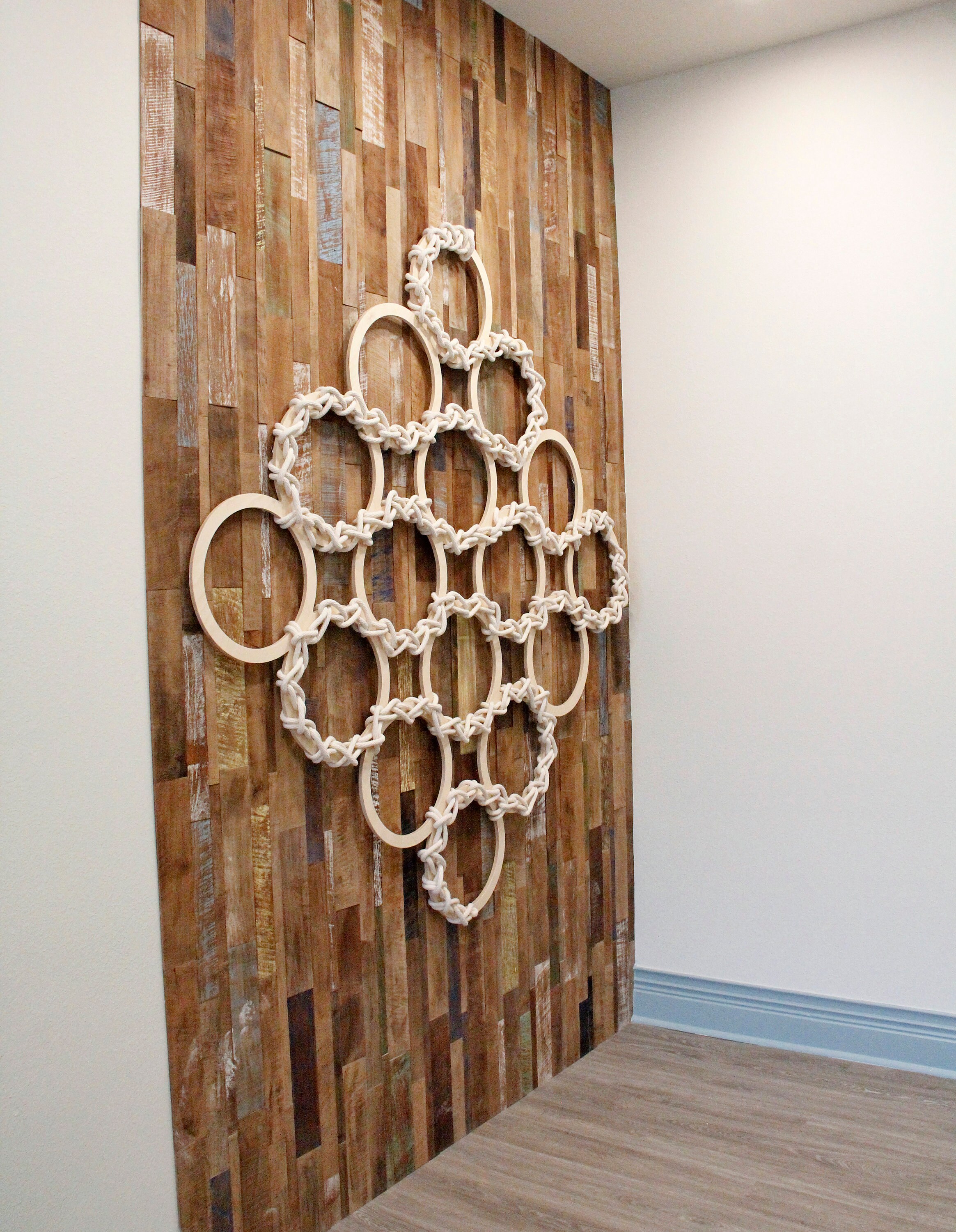 5ft X 5ft Wood Ring / Cotton Rope Art - Wood Wall Art - Wall Sculpture ...