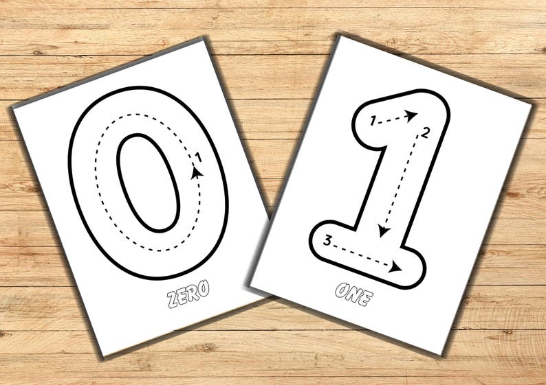 Nature Number Flashcards 0-20 & Tracing Practice, Botanical Classroom ...