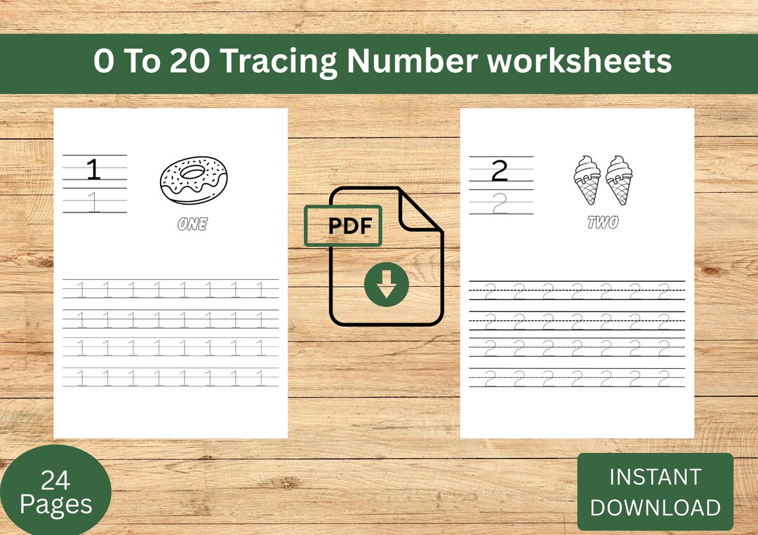 Number Tracing Worksheets 0-20 PDF, Preschool Math Counting Activities ...