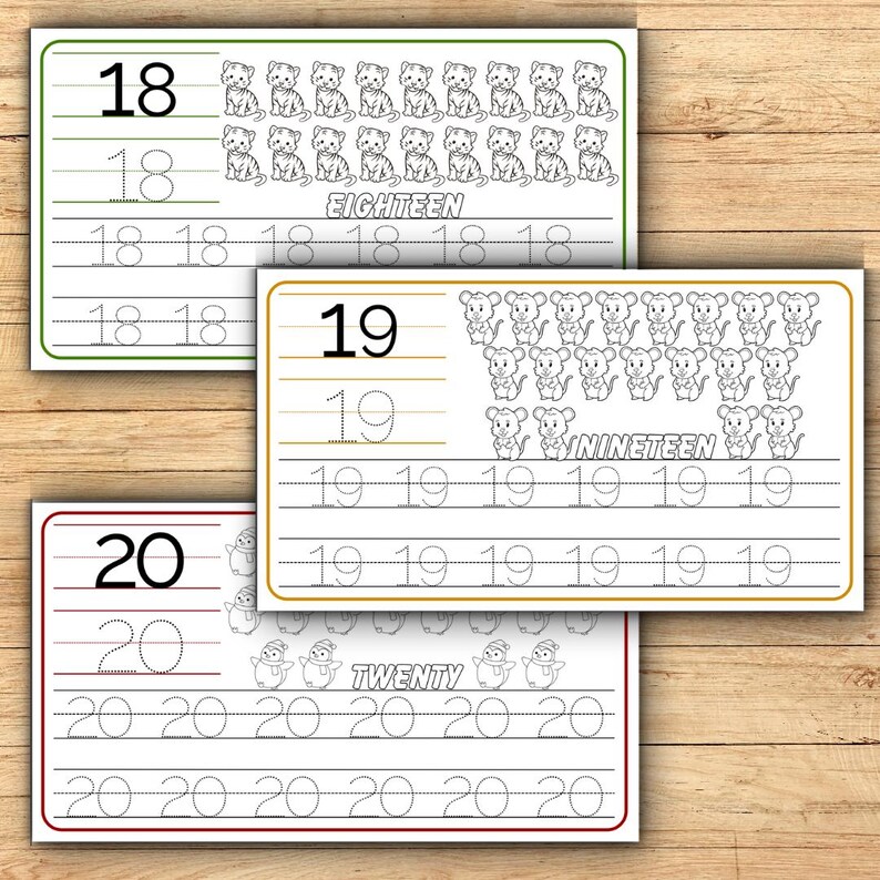 Number Tracing Worksheets 0-20 PDF, Transportation Math Activity ...
