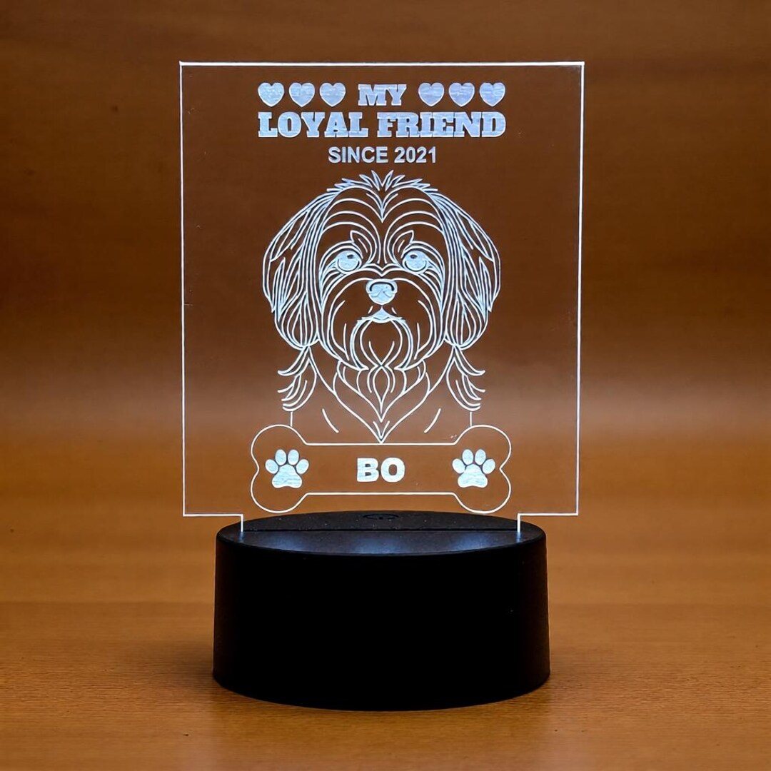 Customized Shih Tzu LED Night Light | My Loyal Friend Engraved Lamp - Etsy