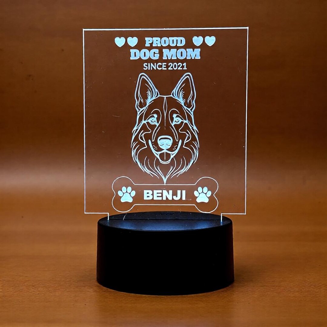 Customized German Shepherd LED Night Light | Proud Dog Mom Engraved ...