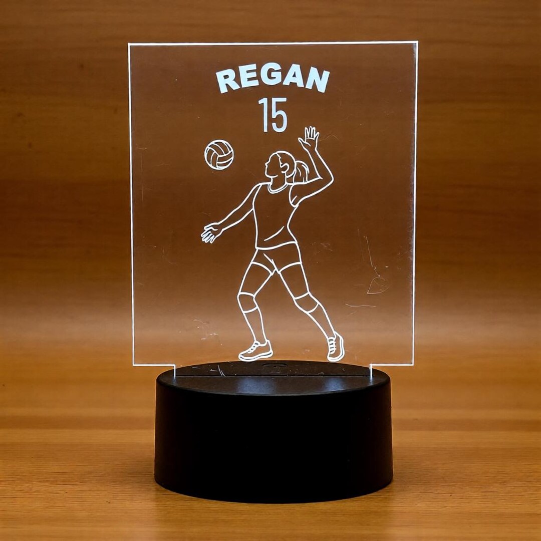 Personalized Volleyball LED Night Light | Woman Serving the Ball ...