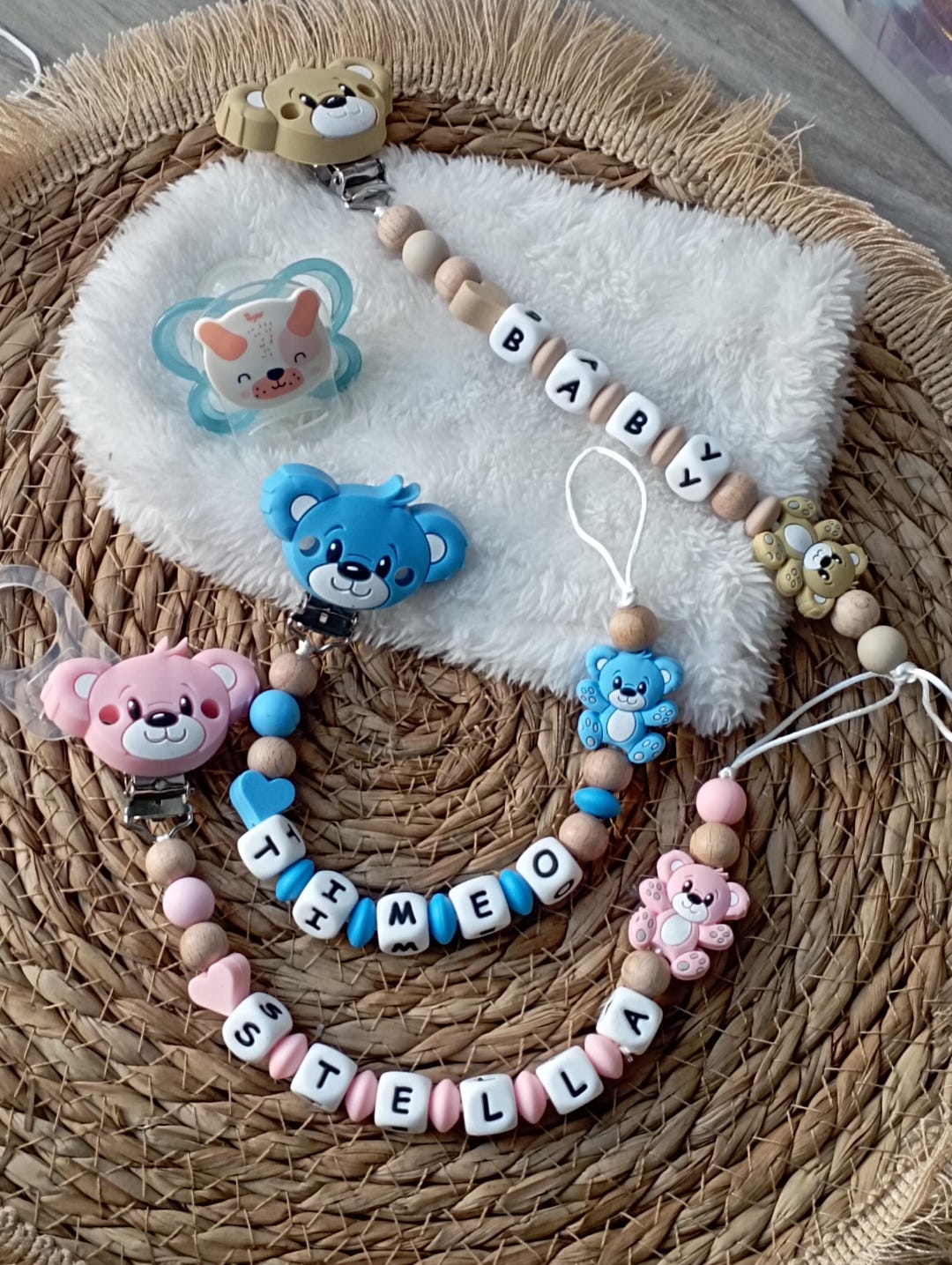Personalized Teddy Bear Pacifier Clip, First Name, Personalized Teddy ...