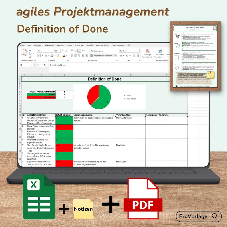 Definition of Done Excel Template – Easy to Use + PDF Guide | Dod ...