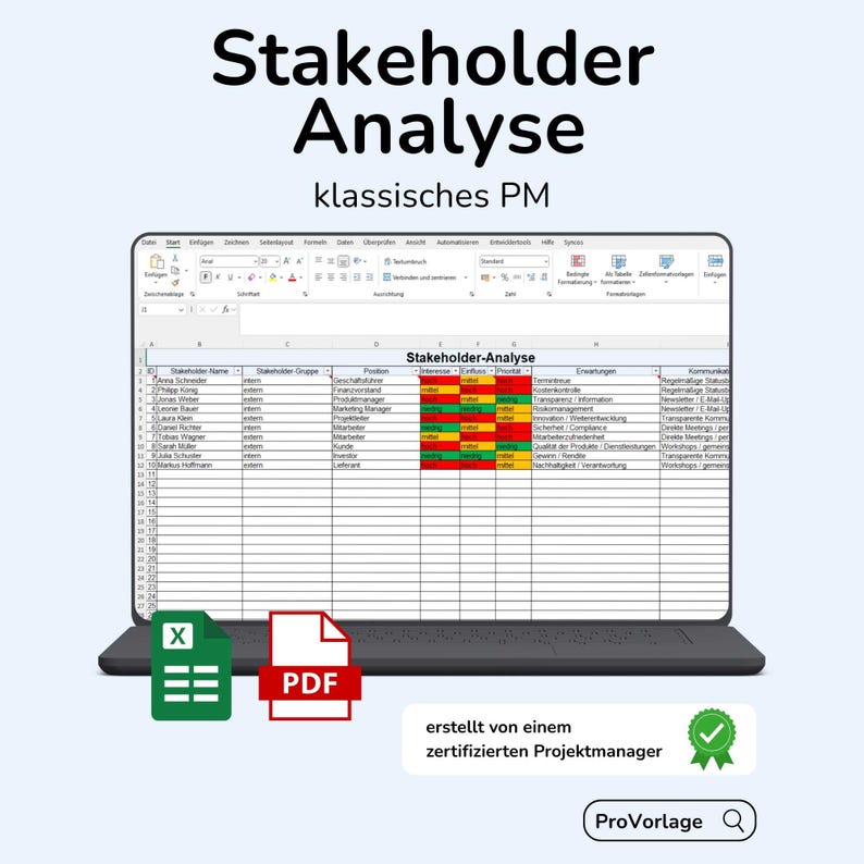 Stakeholder Analysis Excel Template – Clear and Concise + PDF Guide ...