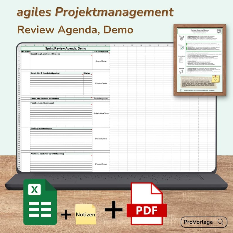 Review Agenda, Demo | Excel Template + One-pager Explanation (agile ...