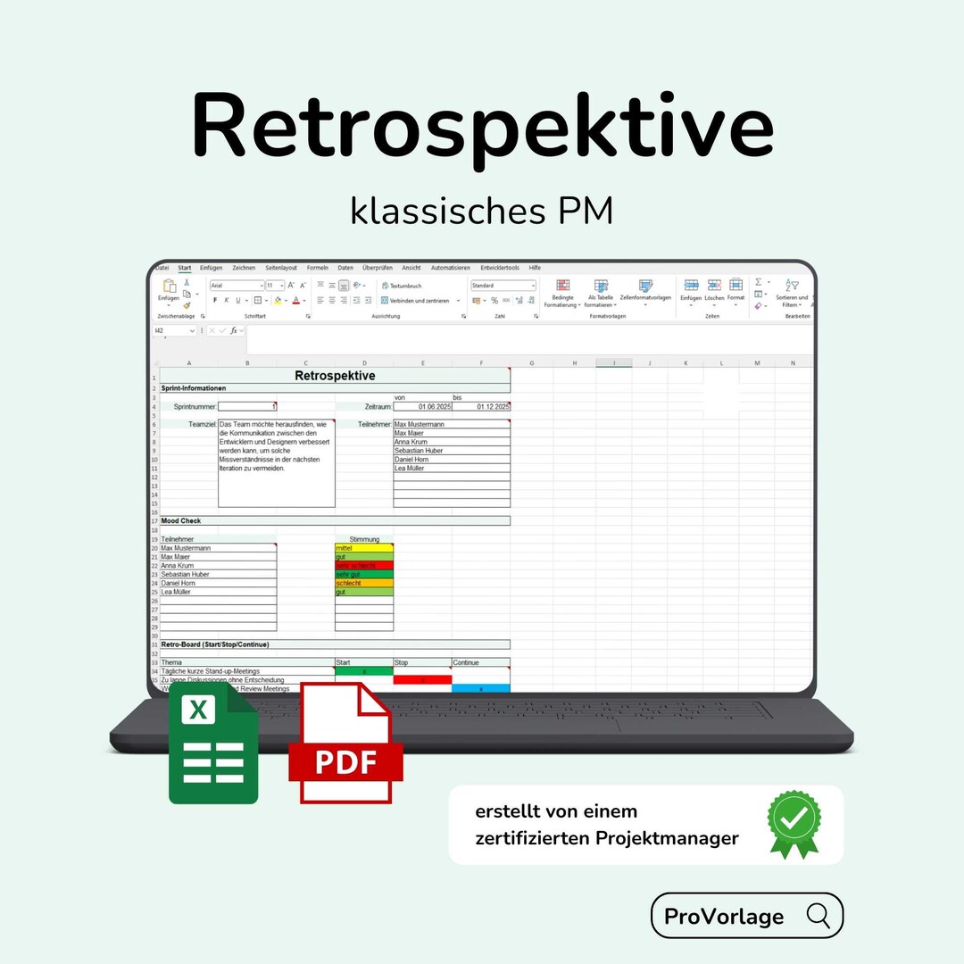 Retrospective Excel Template – Ready to Use + PDF Guide | Sprint ...