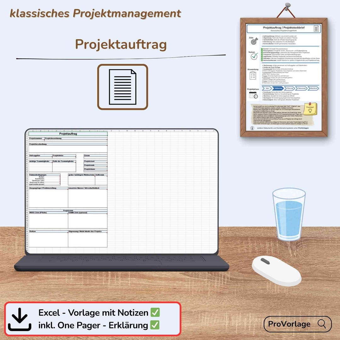 Projektauftrag | Excel Vorlage + One Pager Erklärung (klassisches ...