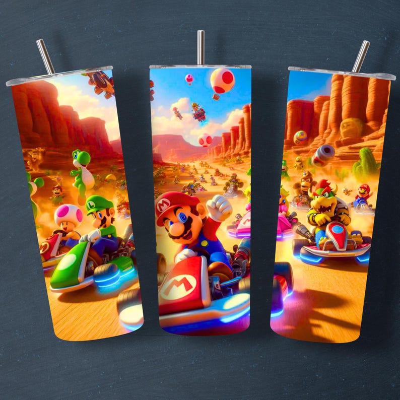 Mario Kart Tumbler Wrap | 20oz Cartoon Racer Design (digital Download ...