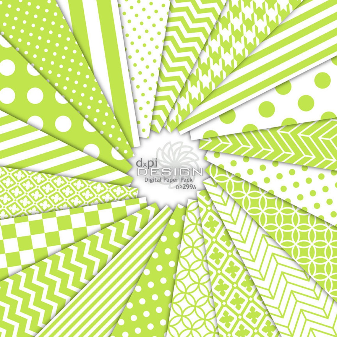 Chartreuse Digital Scrapbooking Papers & Printable Background Patterns ...