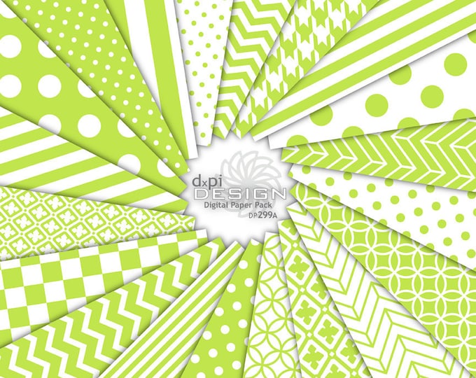 CHARTREUSE Digital Scrapbooking Papers in Bright Green Printable ...