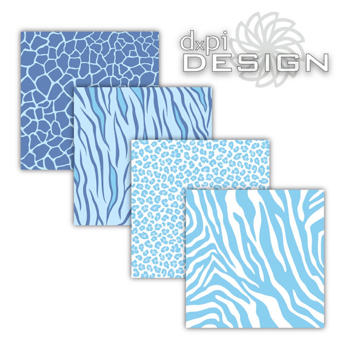 Light Blue Animal Prints Digital Paper and Backgrounds Printable Baby ...