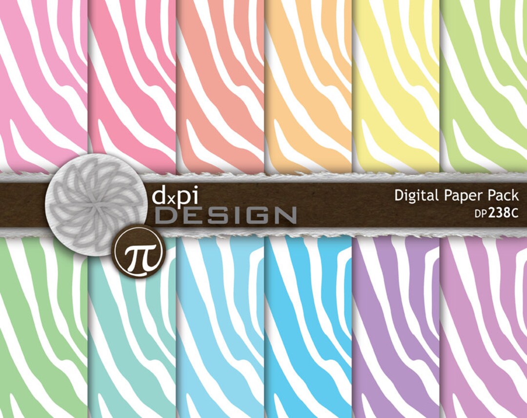 Pastel Zebra Print Digital Paper & Printable Backgrounds - Rainbow ...