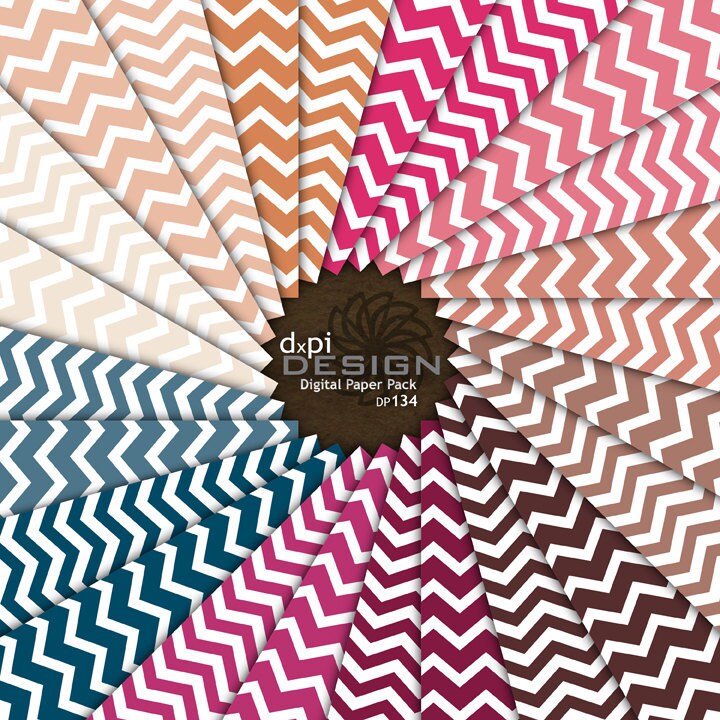 Digital Chevron Scrapbook Paper - Digital Images in Pink, Cream, Blue ...