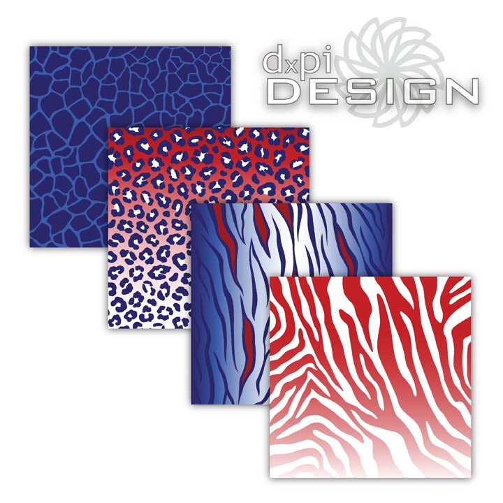 Red, White & Blue Animal Prints - Digital Scrapbook Paper and Printable ...