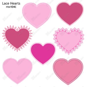 Valentine Clip Art Digital Pink Lace Hearts - Etsy