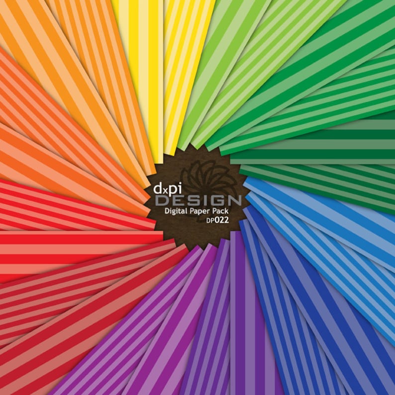 Classic Stripes - Digital Paper Pack Bold Primary Colors - Printable ...