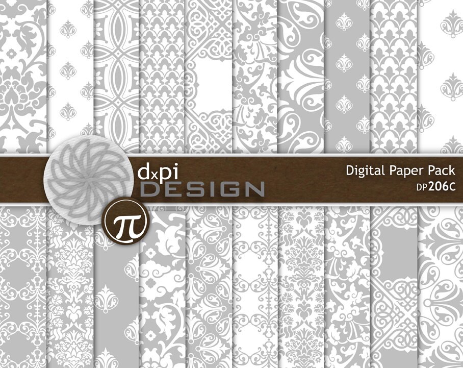Heather Gray Damask Digital Paper & Printable Backgrounds - Etsy