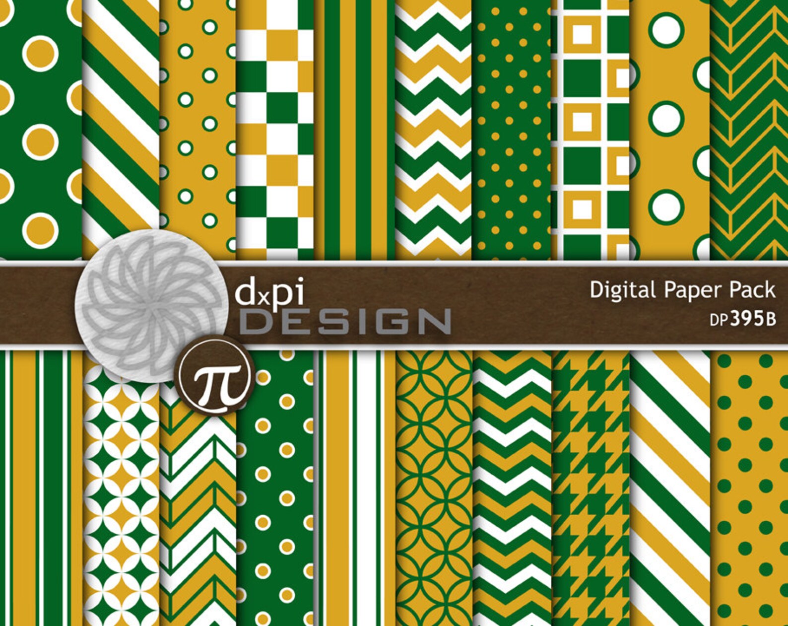 Green & Gold Digital Paper and Printable Background Patterns - Digital ...