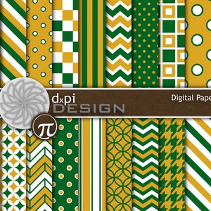 Green & Gold Digital Paper and Printable Background Patterns - Digital ...