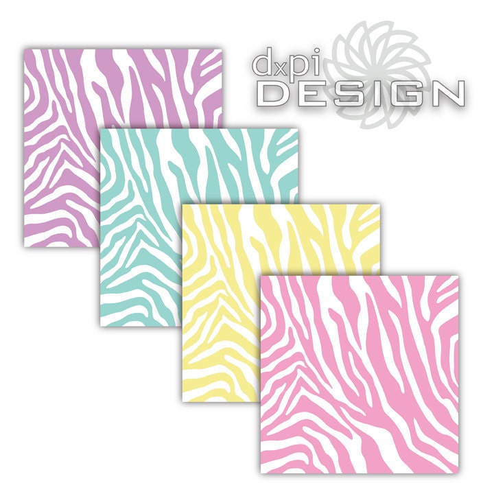 Animal Print Digital Paper Pastel Zebra Scrapbook Paper and Printable ...