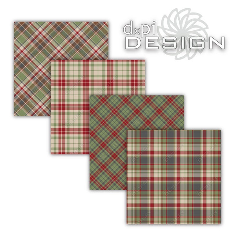 Digital Christmas Plaid Scrapbook Paper Background Images Country ...