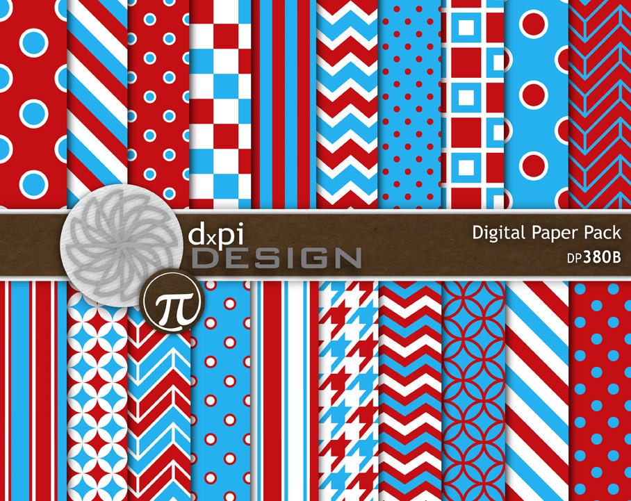 Bright Blue and Red Digital Paper & Printable Backgrounds - Etsy