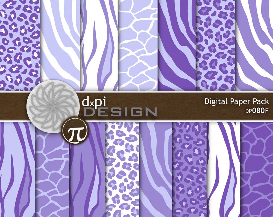 Purple Animal Prints Digital Paper & Printable Designs Zebra, Leopard ...