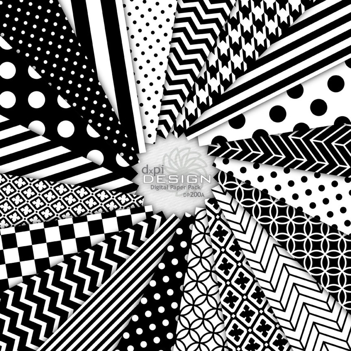 Black and White - Digital Paper and Printable Backgrounds - Black ...