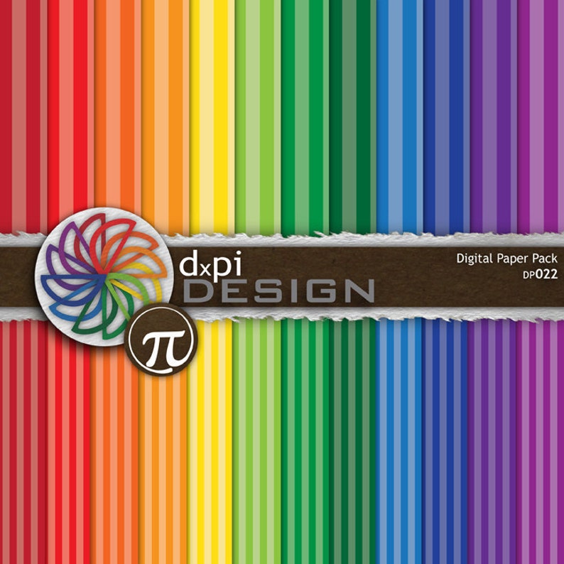 Classic Stripes - Digital Paper Pack Bold Primary Colors - Printable ...