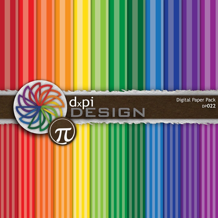 Classic Stripes - Digital Paper Pack Bold Primary Colors - Printable ...