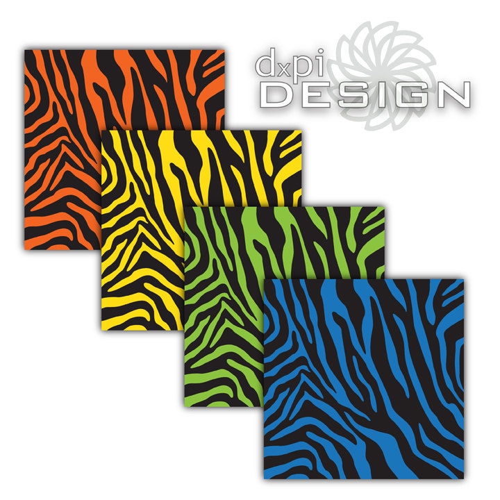 Animal Print Digital Scrapbook Paper - Zebra Backgrounds - Rainbow ...