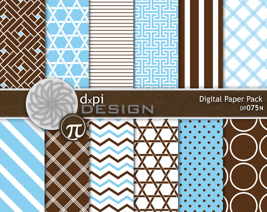 Blue & Brown - Digital Paper and Printable Backgrounds - Baby Blue and ...