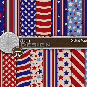 Vintage 4th of July Digital Paper & Printable Backgrounds - Patriotic ...