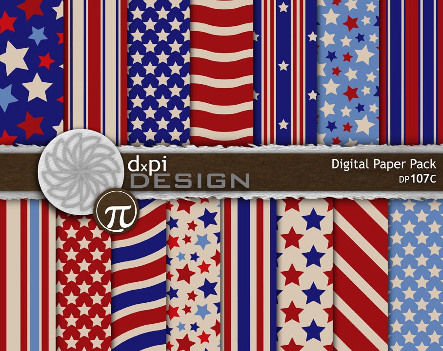 Vintage 4th of July Digital Paper & Printable Backgrounds - Patriotic ...
