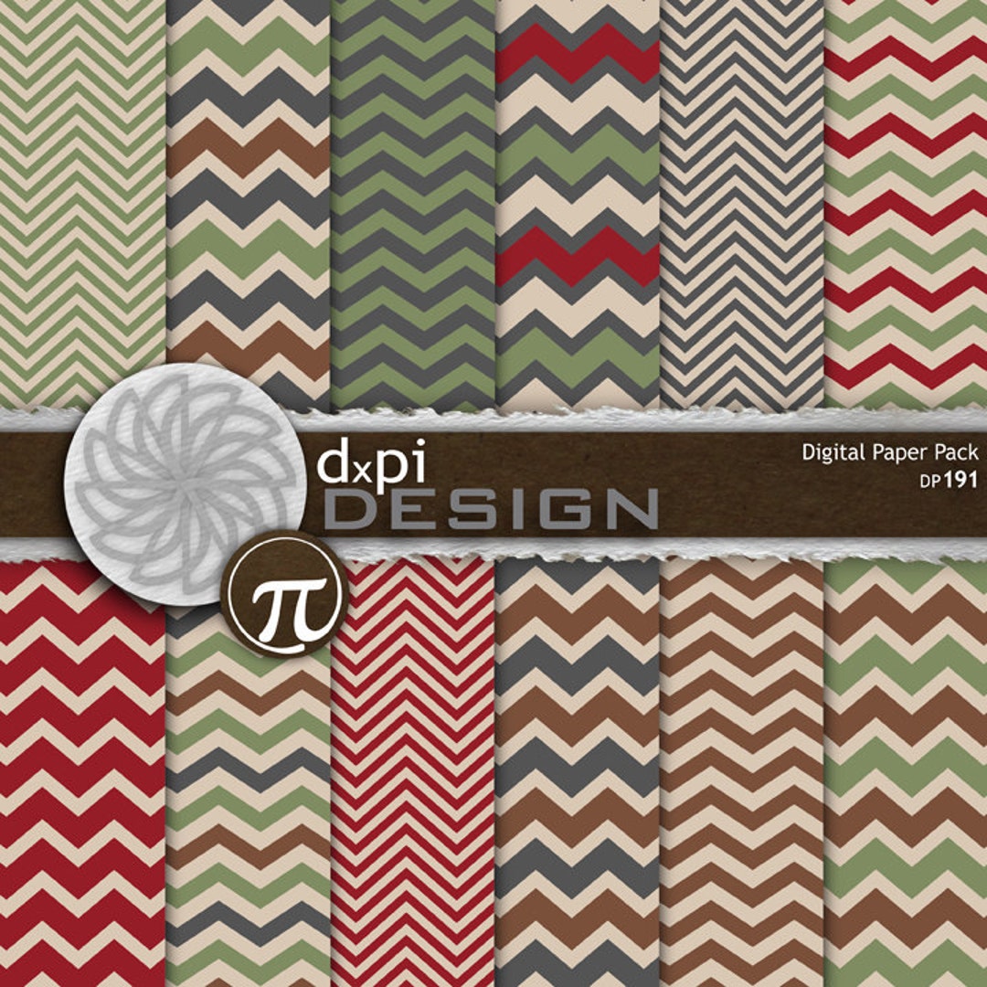 Vintage Christmas Chevrons Digital Paper and Backgrounds in Red, Green ...