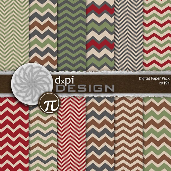 Vintage Christmas Chevrons Digital Paper and Backgrounds in | Etsy