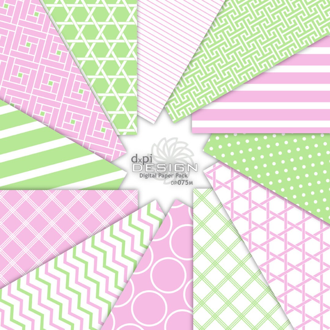 Pink and Green Digital Paper and Printable Background Images - Digital ...