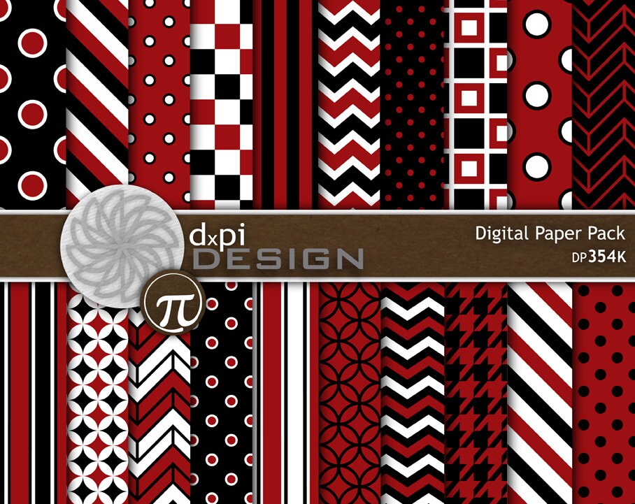 Black and Red Digital Paper and Printable Background Designs - Digital ...