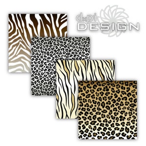 Animal Print Digital Paper - Zebra Leopard Tiger Giraffe - Digital ...