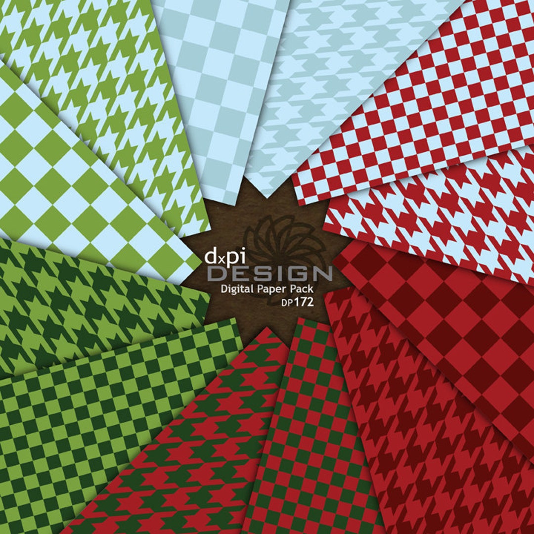 Digital Christmas Houndstooth and Checkered Backgrounds - Digital ...