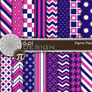 Hot Pink and Blue Digital Paper & Background Patterns - Polka Dot ...