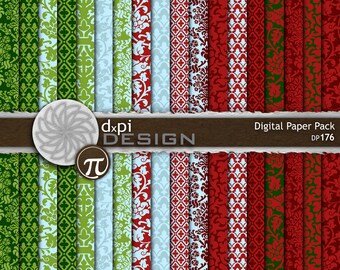 Damask Backgrounds Digital Scrapbook Paper in Blue Purple | Etsy