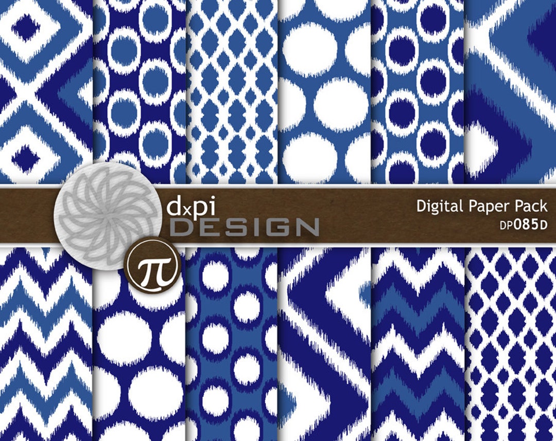 Dark Blue Ikat Digital Images & Printable Background Designs - Digital ...