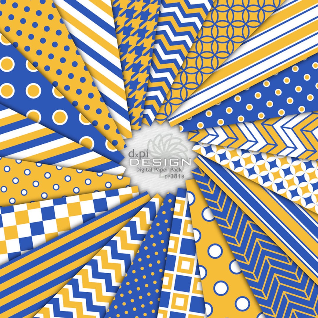Blue and Gold Digital Paper and Printable Background Patterns - Digital ...