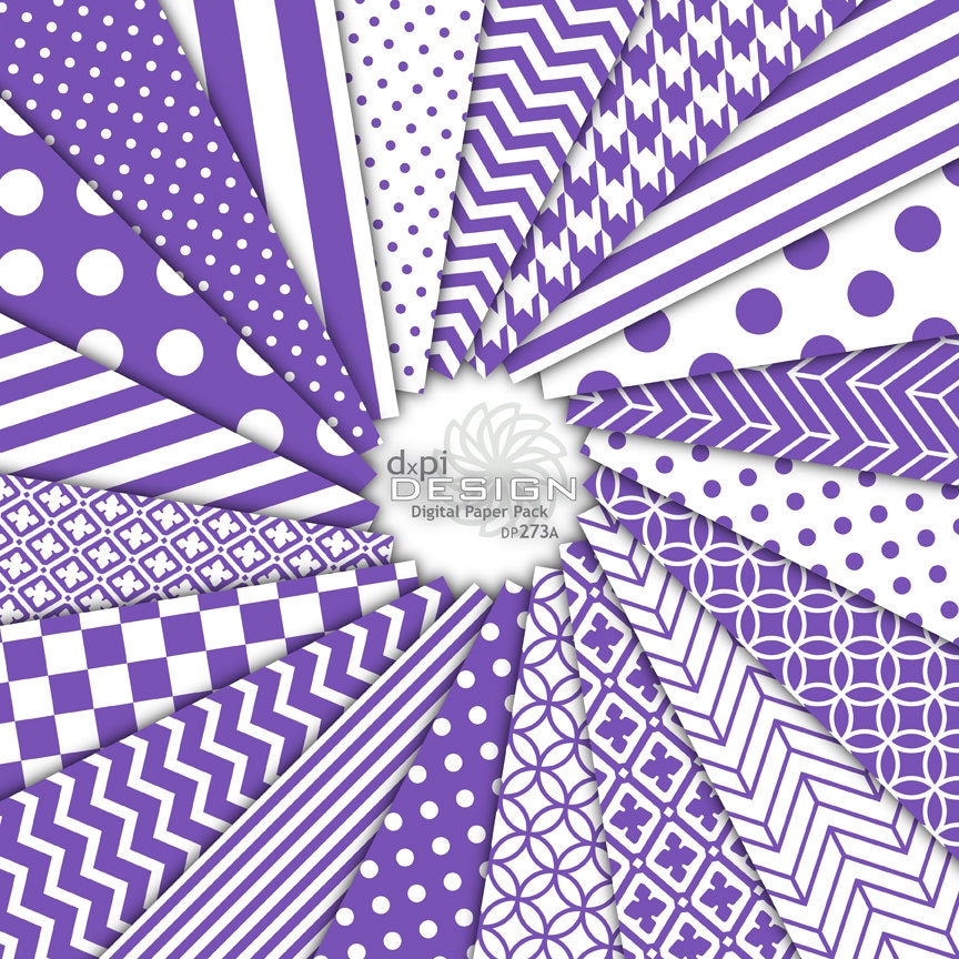 Purple Digital Paper and Printable Background Images - Purple and White ...