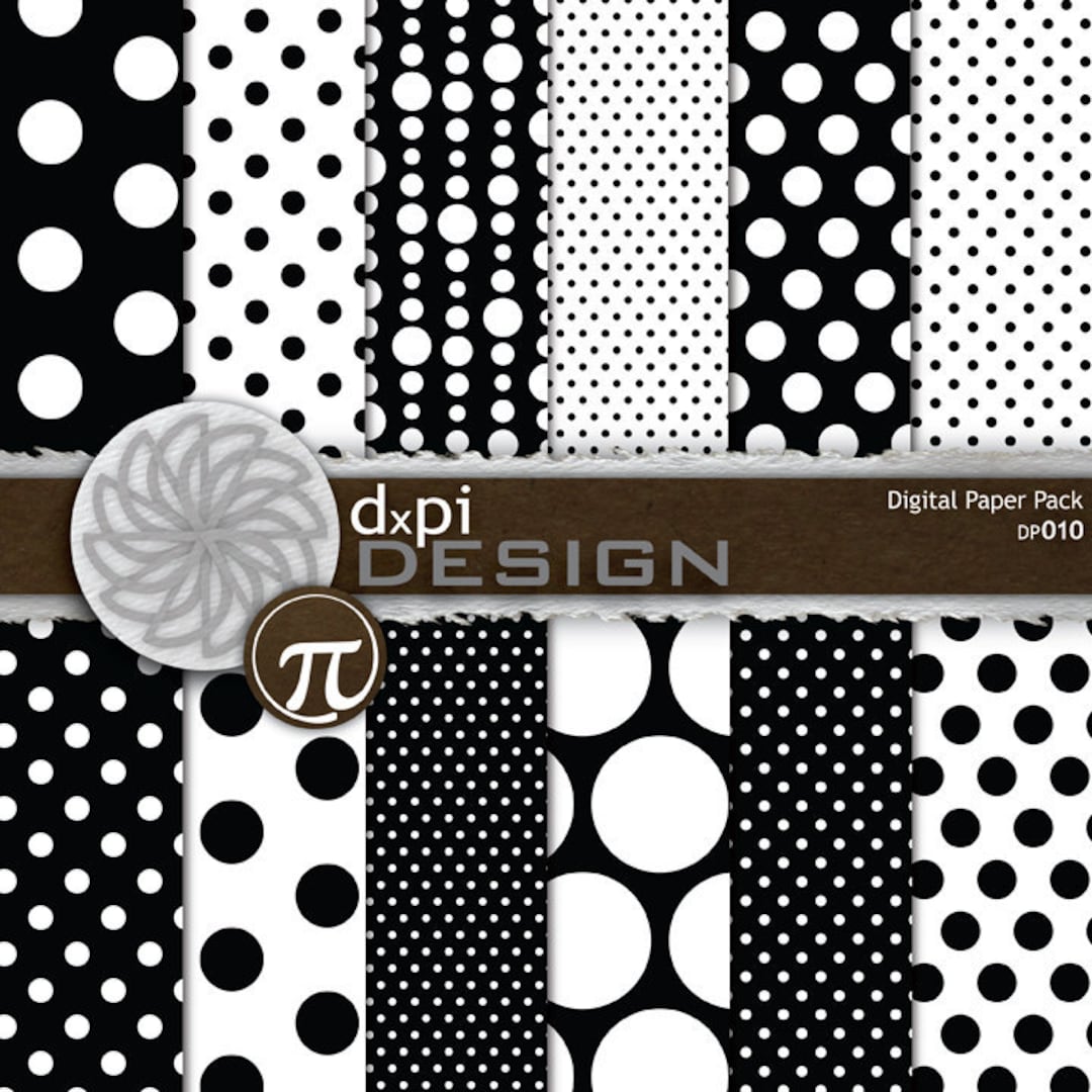 Black & White Polka Dots - Digital Paper for Scrapbooking, Photo ...