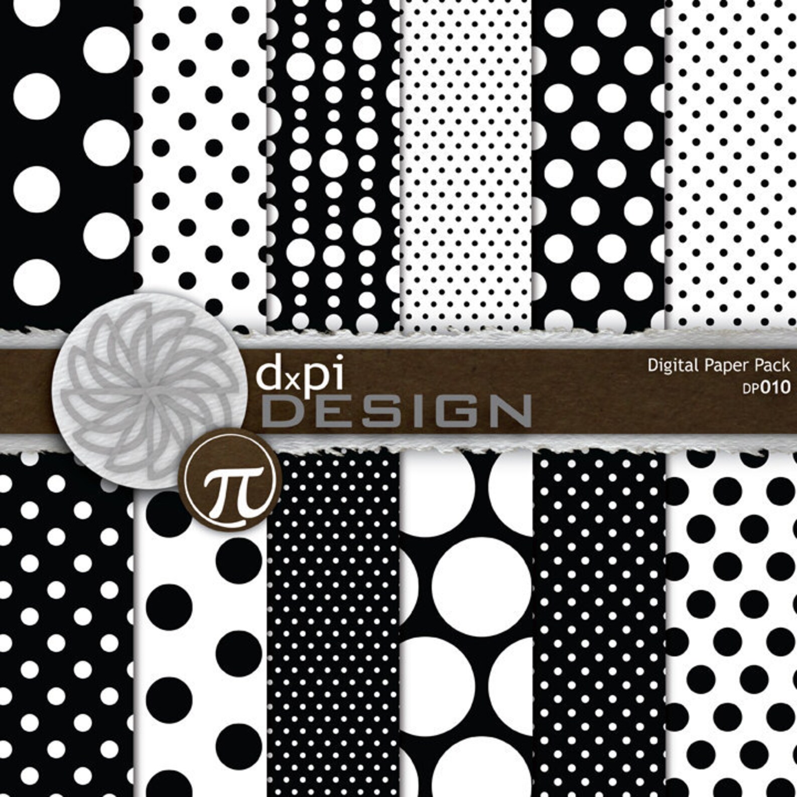 Black & White Polka Dots - Digital Paper for Scrapbooking, Photo ...
